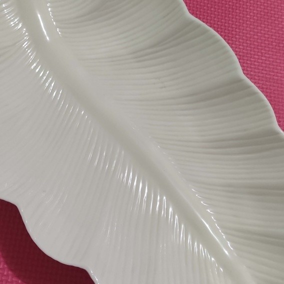 Ceramic Bowl Serving Plate Leaf White Floral Buffet Server Plate Dish ...