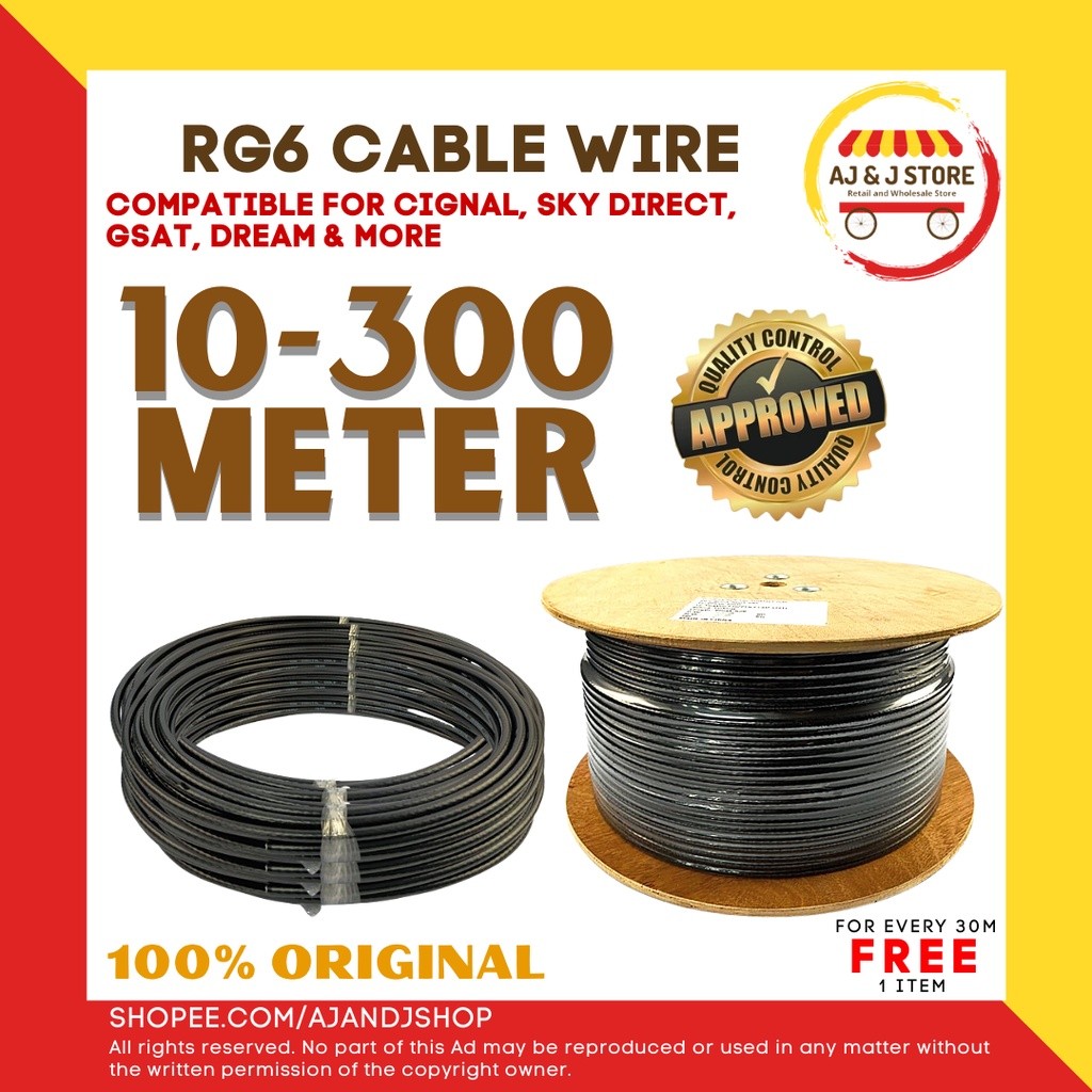RG6 CABLE WIRE (10 METERS TO 300 METERS ) CUTTED OR WHOLE WIRE ...