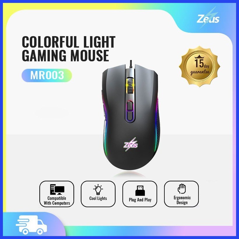 ♣ Zeus MR-003 ( Enigma Spirit ) Wired RGB Gaming Mouse 7 RGB Backlight ...