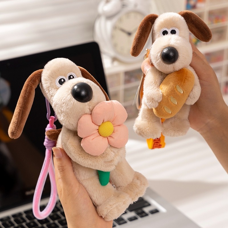 NEW Cute Wallace&Gromit Dog Plush Toy Keychain Pendant Funny Gromit Dog ...