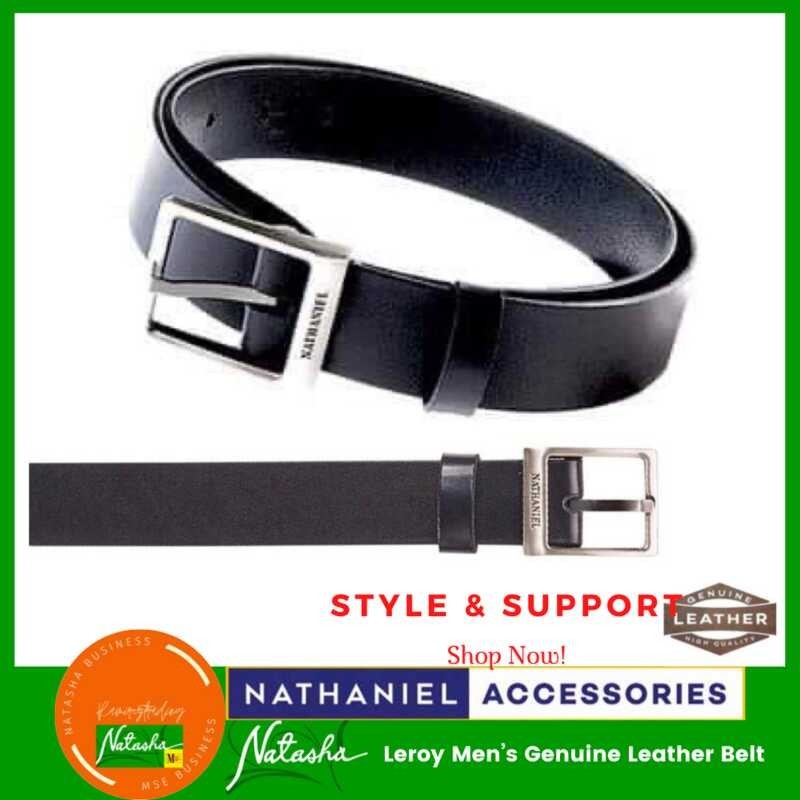 LEROY NATHANIEL MGA Lalaki BELT GENINE LEATHER Kulay Itim Na Ginawa SA ...
