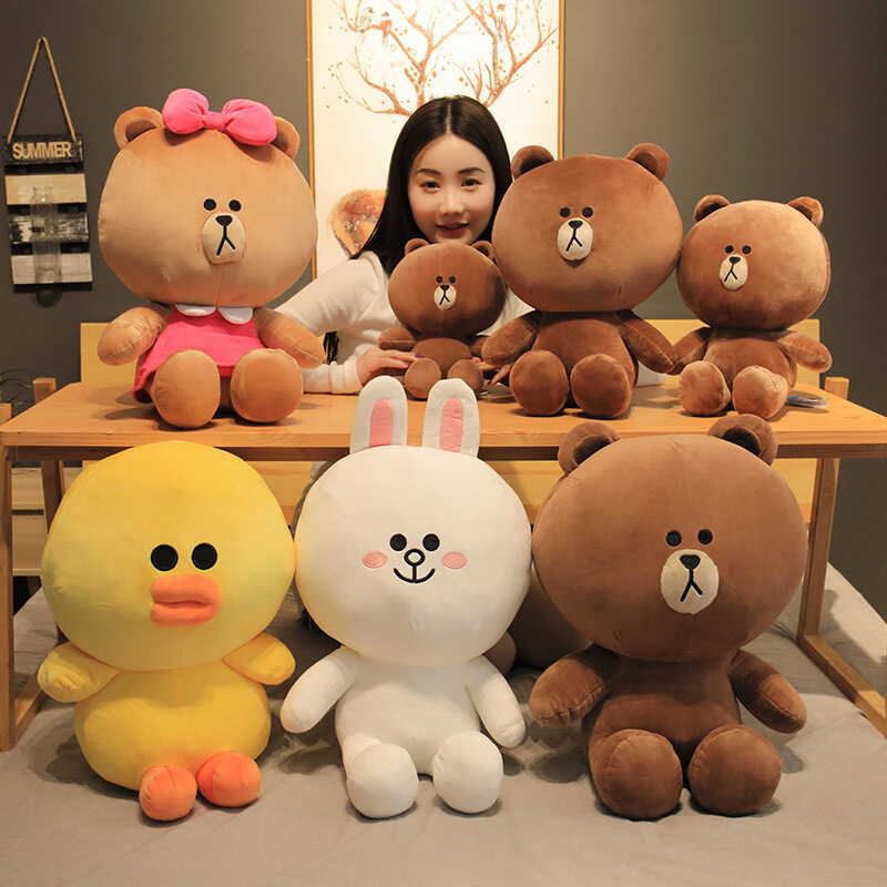 LINE Friends Brown Bear Plush Toy Cony Rabbit Sleeping Pillow Cute ...