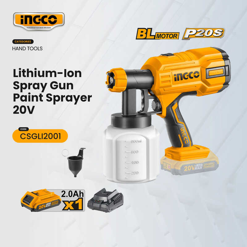 20V INGCO Lithium-Ion Cordless Spray Paint Sprayer POWERSHARE Csgli2001 ...