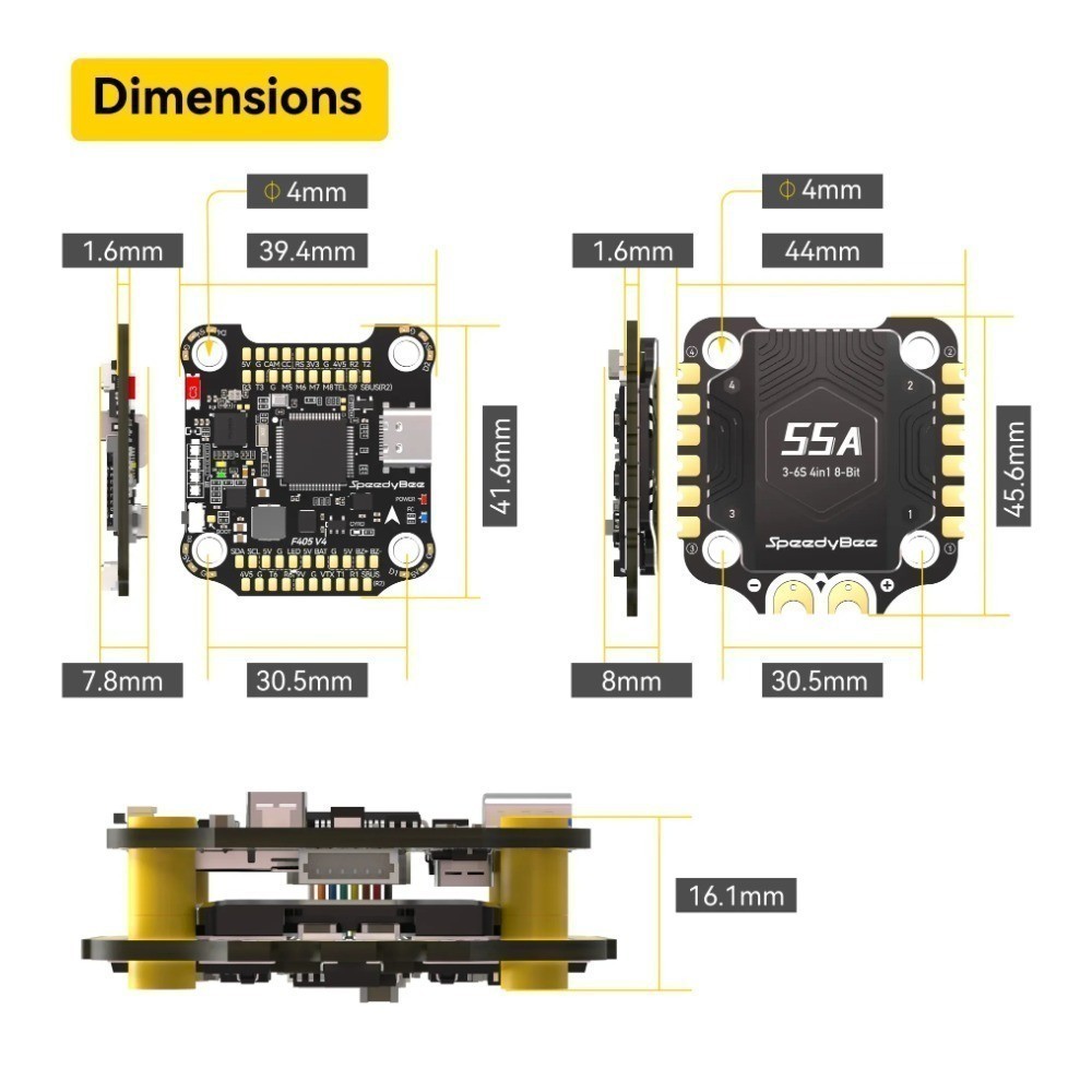 SpeedyBee F405 V4 Stack 55A 4in1 ESC FPV APEX EVO 5inch 2207 2550KV ...