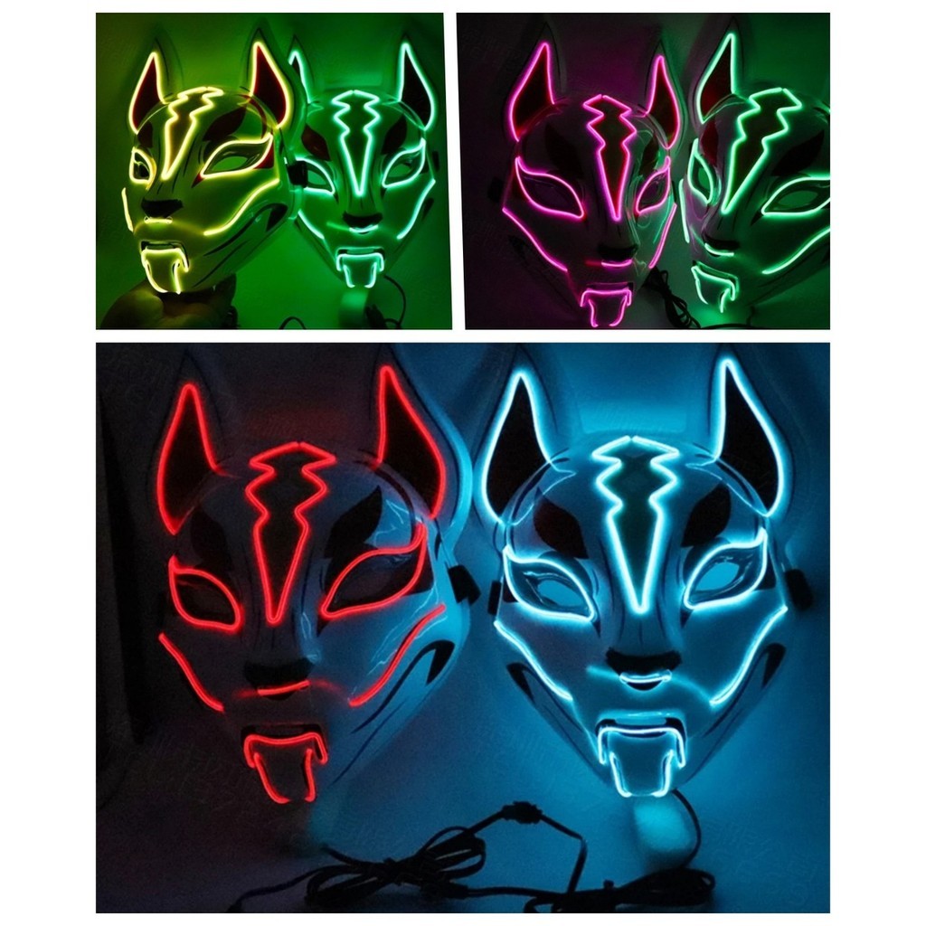 §≈ Hot Selg LED Glowing Face Mask Drift PVC Headgear Mas Cosplay Neon ...