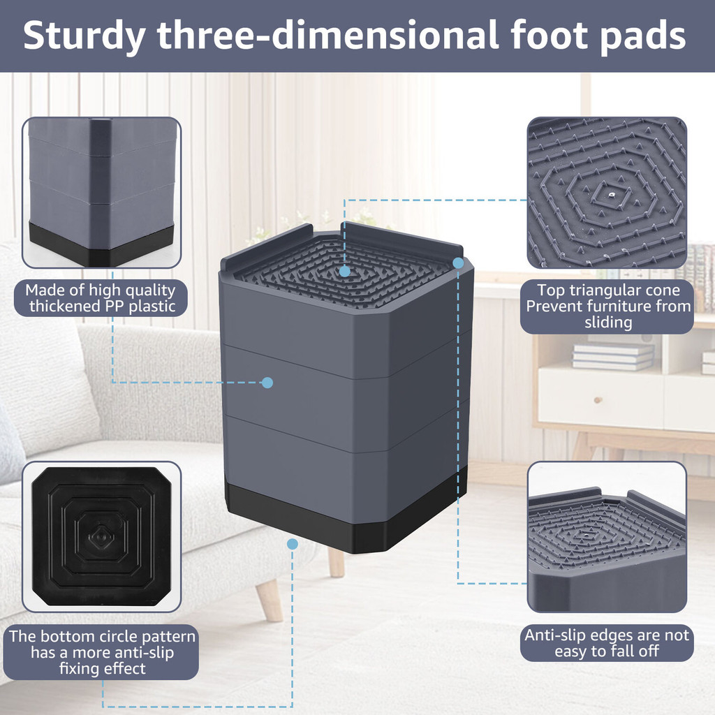Bed 3-Layer Detachable Adjustable Risers Heavy-Duty Table Leg Extenders ...