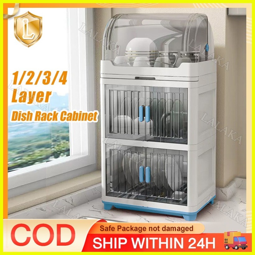 ☑ 1/2/3/4 Layer Dish Rack Kitchen Organizer Tableware Cupboard With ...