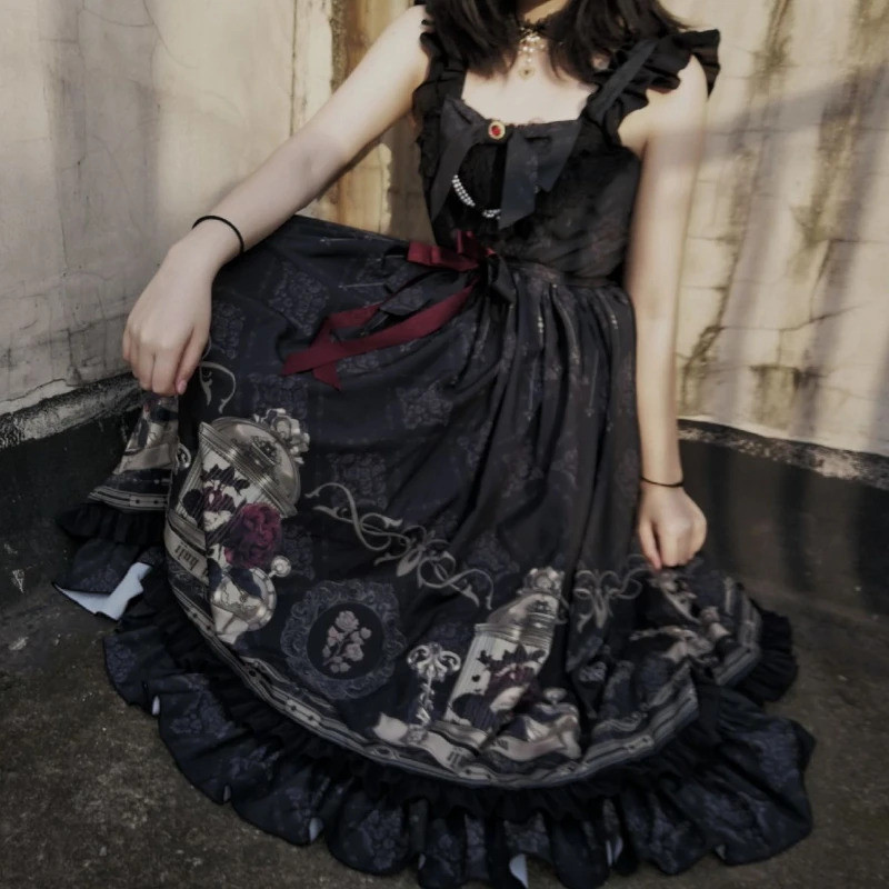 Japanese Haruku Role-Playing Costume Gothic Style Retro Jsk Nightingale ...