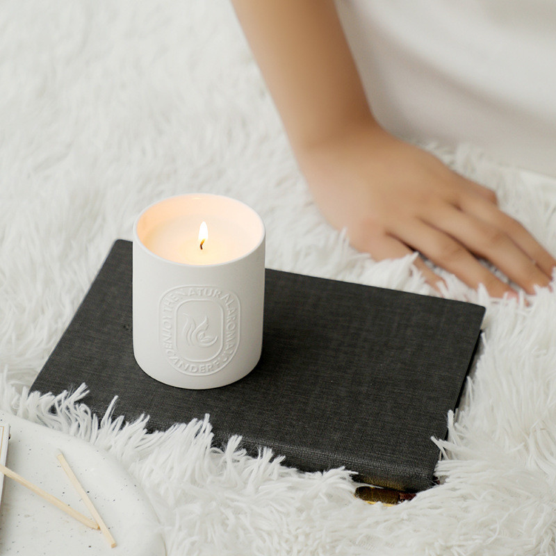 Ins Style White Jar Aromatherapy Candle Ceramics Cup Soy Wax Plant ...