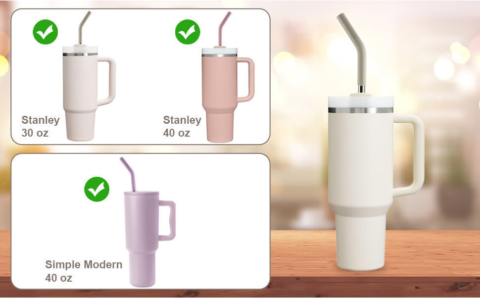 4 Straws with Cover for Stanley Tumbler - Reusable Stainless steel ...