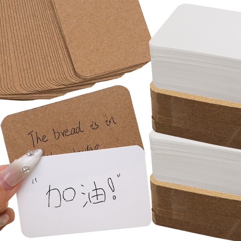 100Pc/Box Double Sided Kraft Paper Blank Card - Portable Message Memo ...