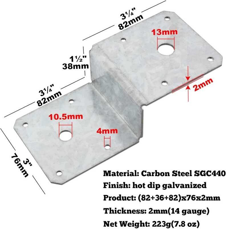 support 6 deck beam ties, steel Z-bracket tie plate suitable for 2x4 ...