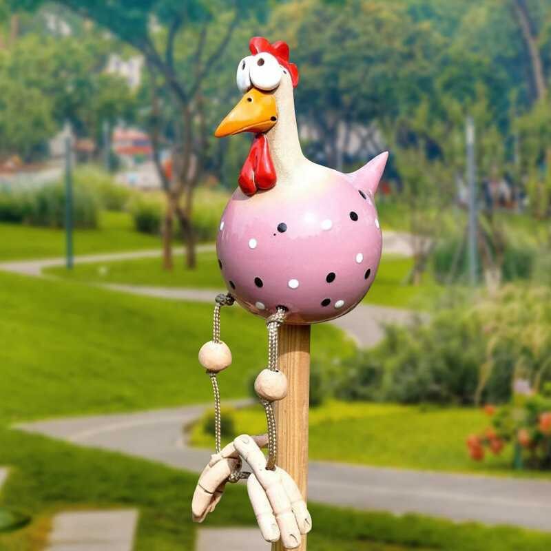 Funny 9 Big Eyed Chicken Long Foot Resin Crafts Statues Statue Wooden ...
