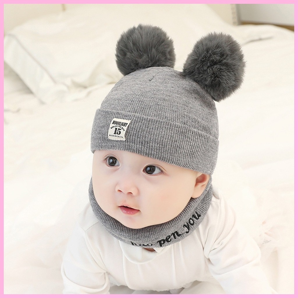 【Halo】Baby Bonnet knitted hat for baby Toddler Knitted Ball Hats Baby ...