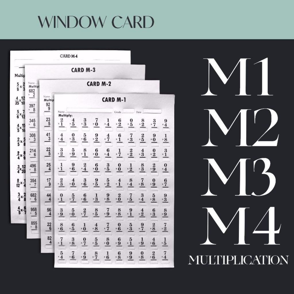 Complete Set Window Card M2 D2 A2 S2 Level-2 Math Test Reusable Durable ...