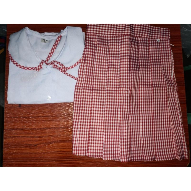 school Uniform Checkered red bp/rp with and without jumper | Shopee ...