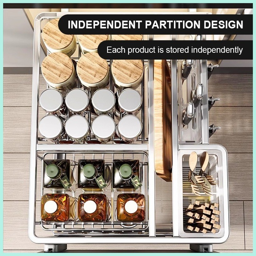 XTEN Kitchen Pull Out Rack Pull Out Condiment Organizer Basket Kitchen ...