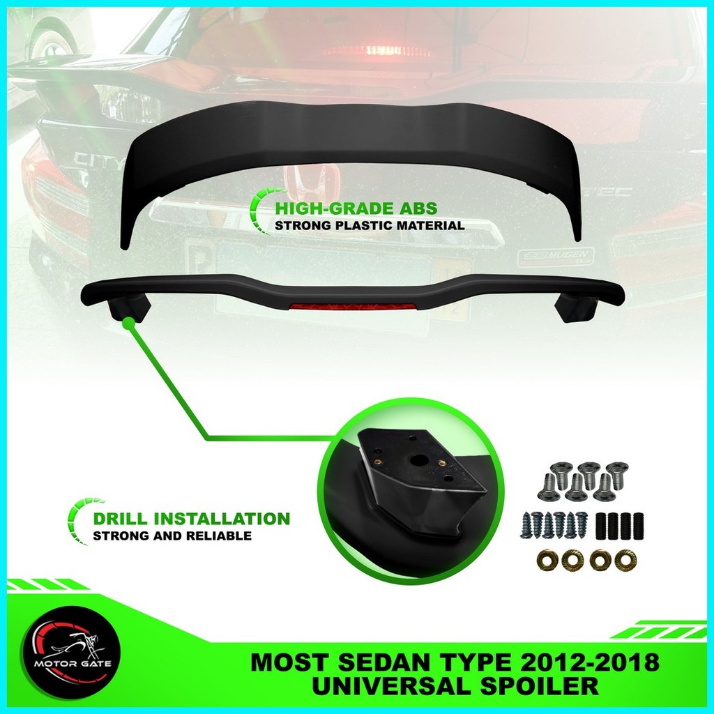 Universal Spoiler ( Matte Black ) for Honda City, Vios, Mirage G4 ...