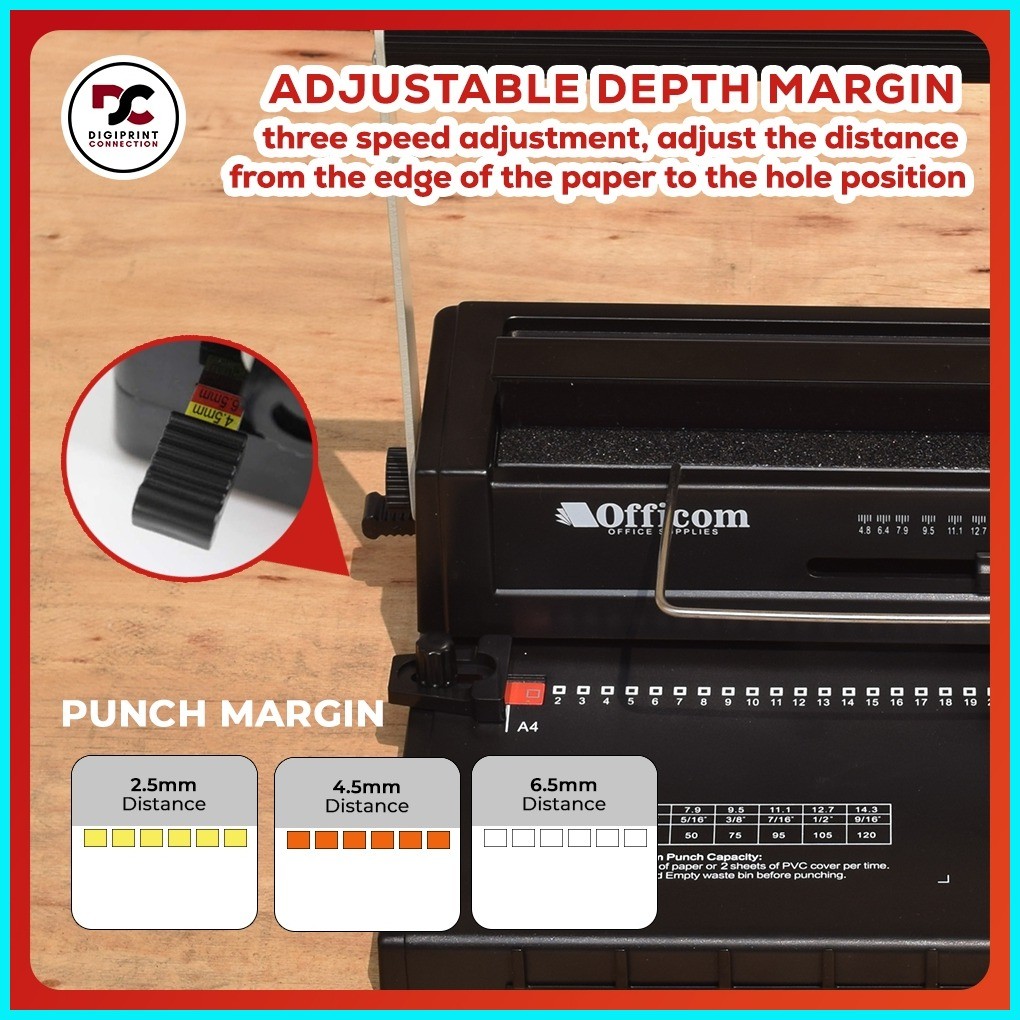 OFFICOM Wire Binding Machine A4 W12M Heavy Duty Binder Double Loop Wire ...