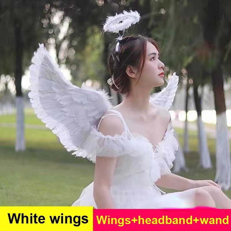Costume Ng Anghel Pakpak Bata White Feather Fairy Wings Set Na May Wand ...