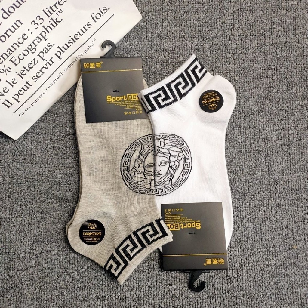 Versace Men's Shallow Boat Socks Ins Socks Men's Summer Short Deodorant ...