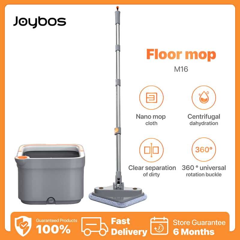 Self Joybos Wash Spin M16 Spinner Flat 360 Rotating Cleaner With Turbo Flushing Bucket 2 Mop ...