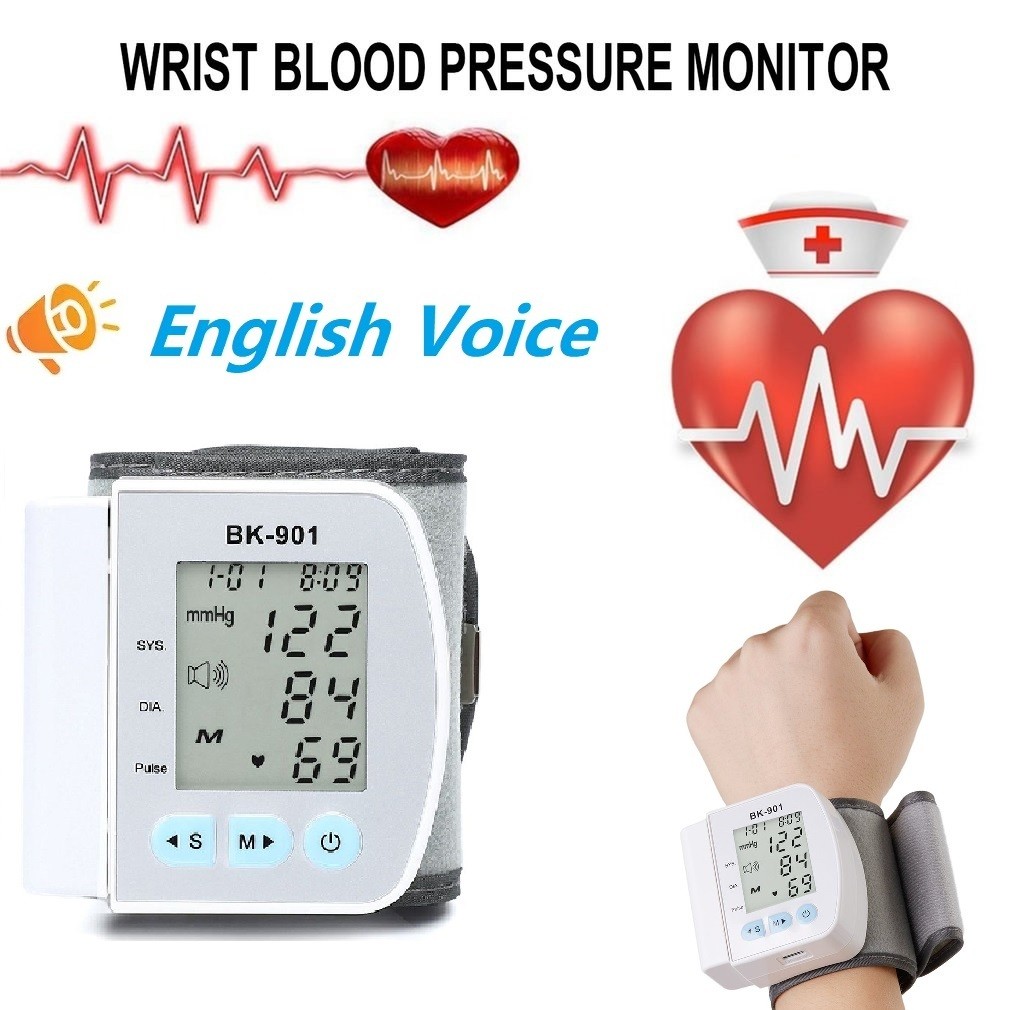 Wrist Blood Monitor Automatic Upper Arm Meter Arterial Pressure Digital ...