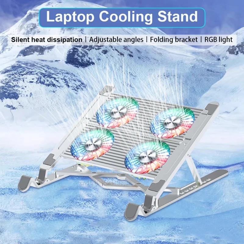 Laptop Cooler Notebook Computer Cooling Pad Portable RGB Gaming Pad ...