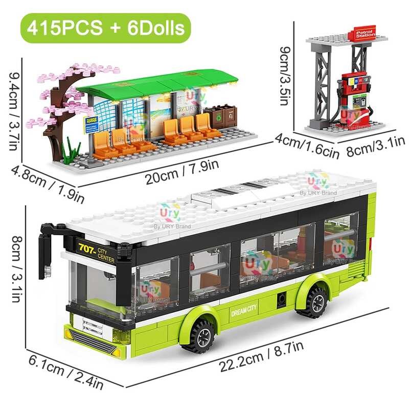 Traffic City Car Green Blue Passenger Bus Station Single-Deck Public ...