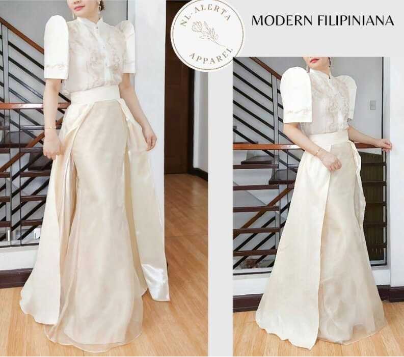MODERN FILIPINIANA LADIES BARONG MESTIZA CROP TOP PURE EMMBROIDERED ...