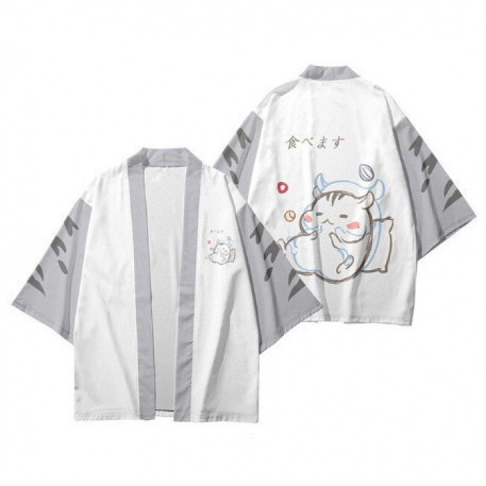 Japanese Style 3D Cartoon Anime Cat Print Cardigan Haori Bathrobe ...