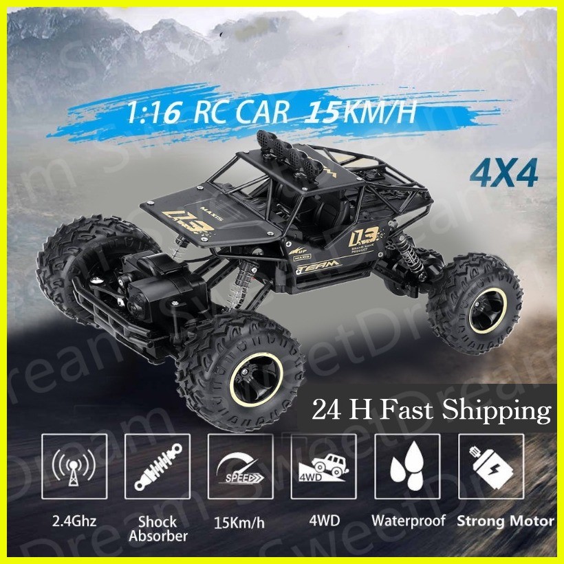 Monster Truck Remote Control Car Rechargeable 1:16 4WD RC Car High ...