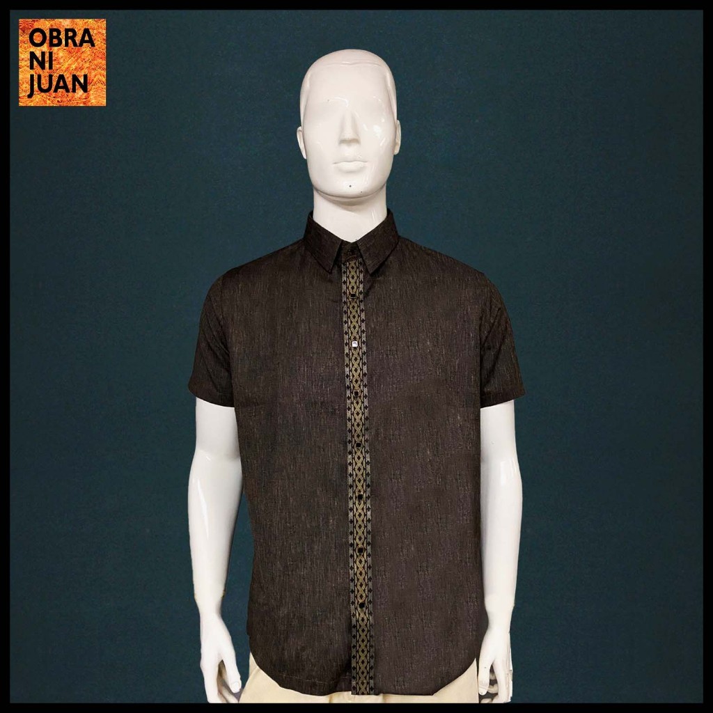 Obra ni Juan Inno fit (Regular Fit) Polo Barong with Border -Acid Gray ...