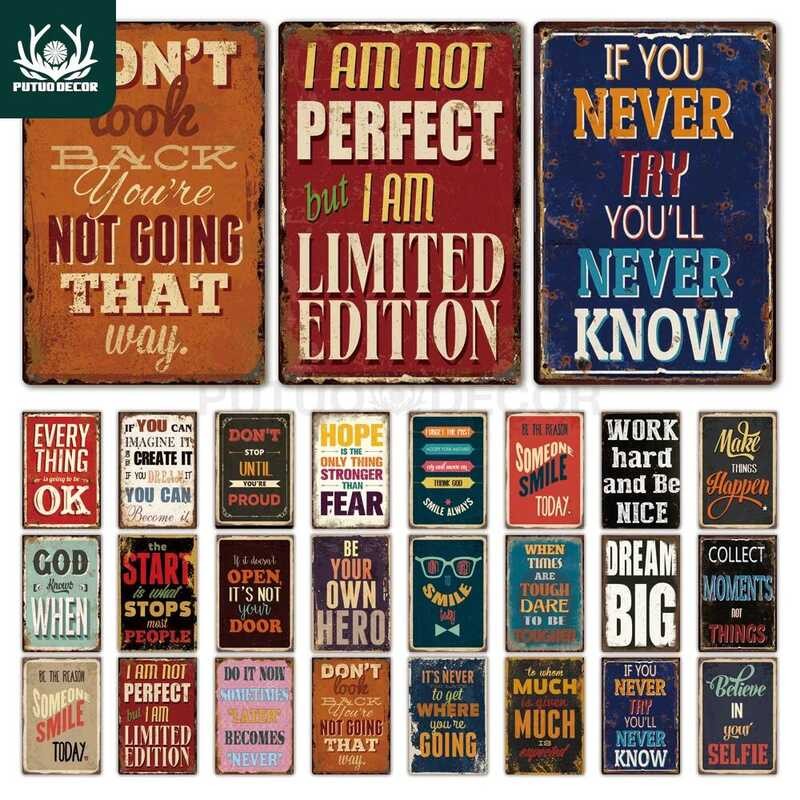 Putuo D ⭐Aaaaa Quote Metal Sign Plaque Vintage Tin Home Dative Poster ...
