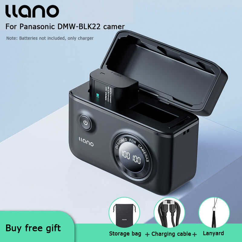 Camera Llano DMW-BLK22 Charger Dual Slot Digital Display with SD Card ...