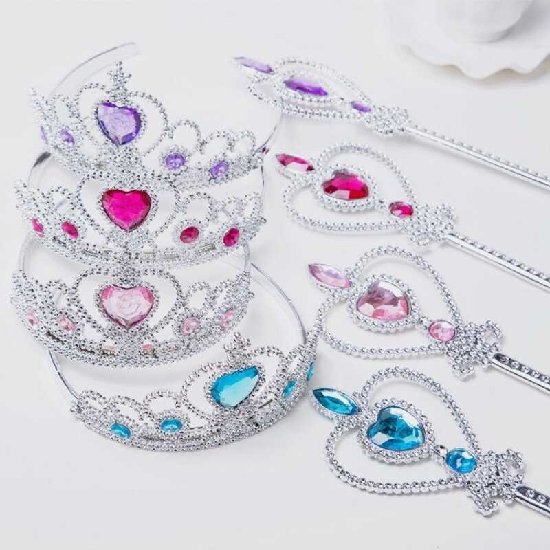 Girls Princess Crown Magic Wand Accessories Party Cosplay Elsa Anna ...