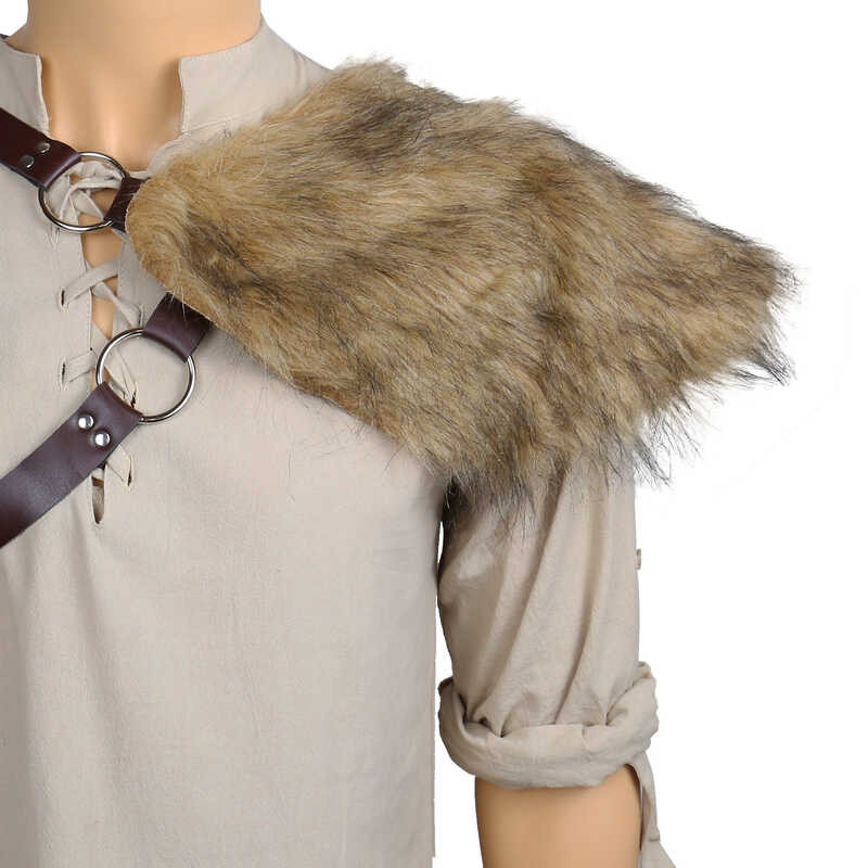 Medieval Adjustable Knight Fur Single Shoulder Armor Cape Cosplay Role ...