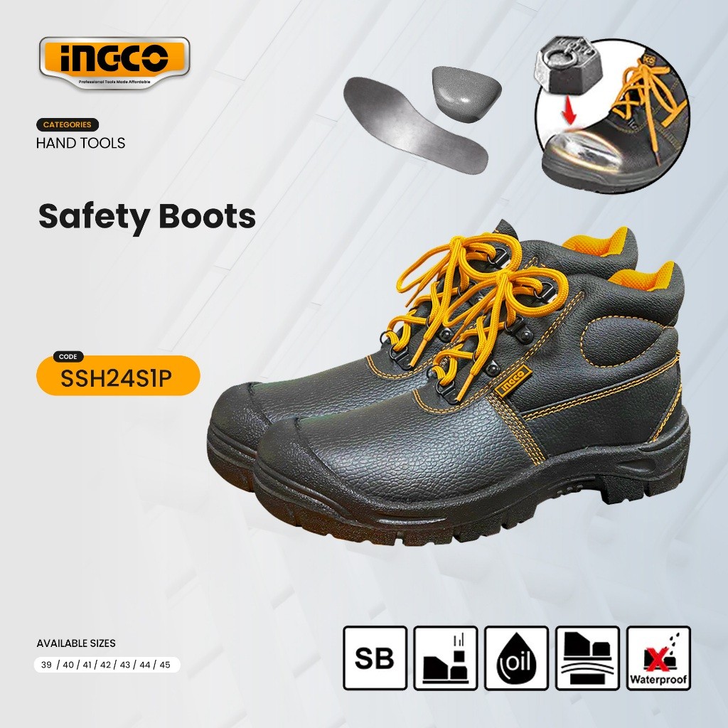 Ingco Work Boots Safety Shoes For Men With Steel Toe Cap Shock ...