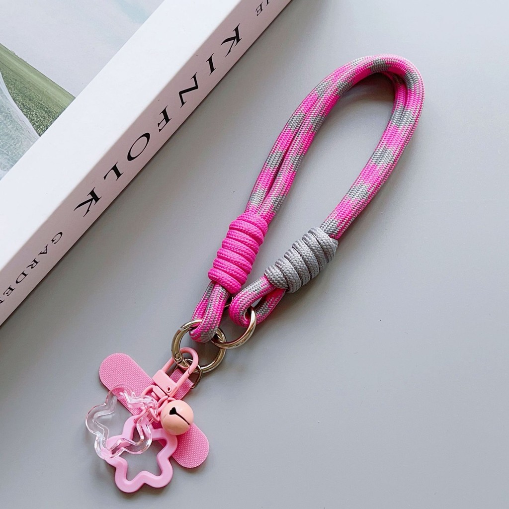 Dopamine Short Rope Phone Lanyard Wrist Strap Colorful Card Bell Buckle ...