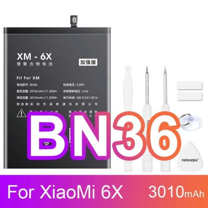 NOHON High Capacity Battery for Xiaomi Mi 11 9 8 Lite 6X 5X BM4X BM3L ...