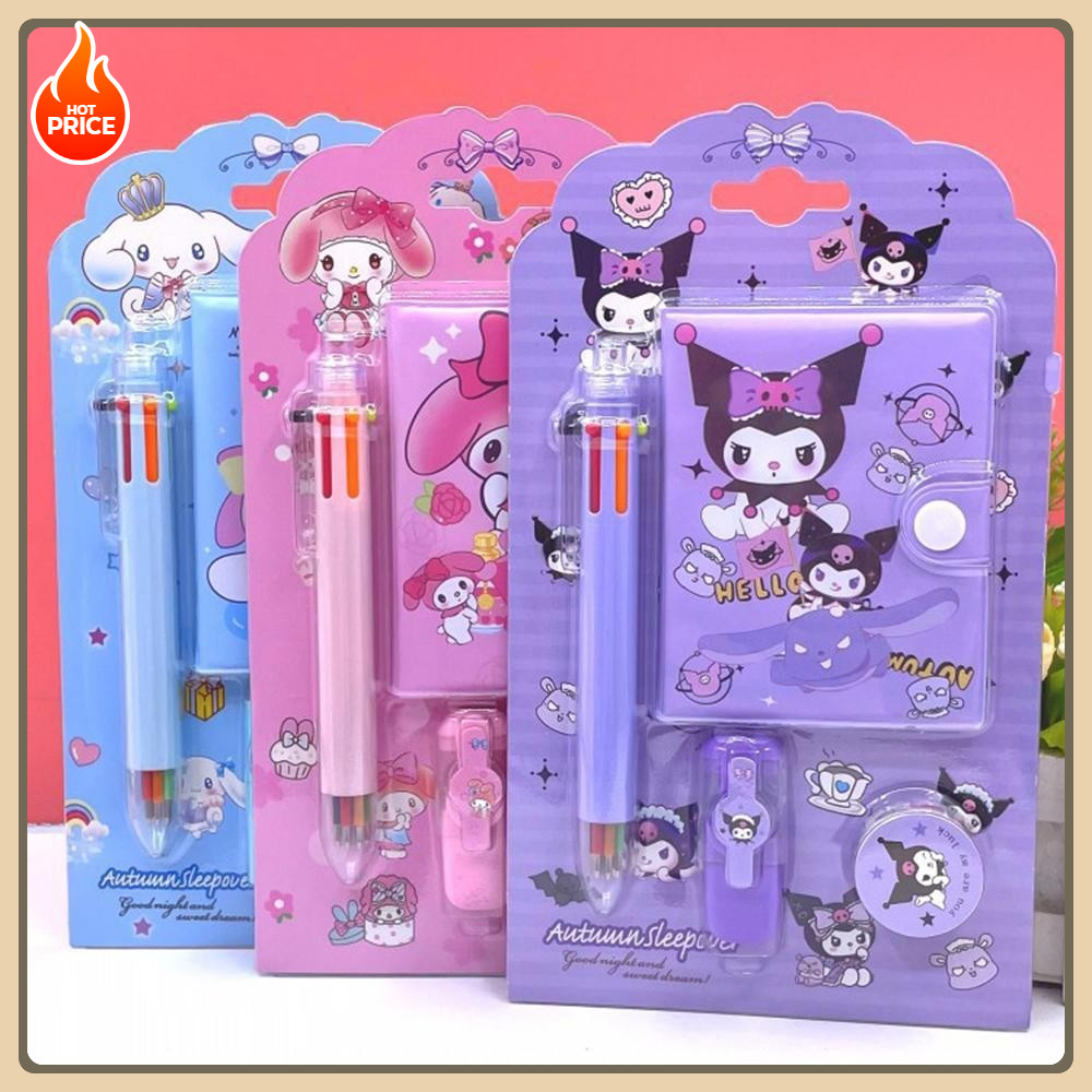 Kuromi Stationery Journalette Set Mini Notebook Ballpoint Pen Tape ...
