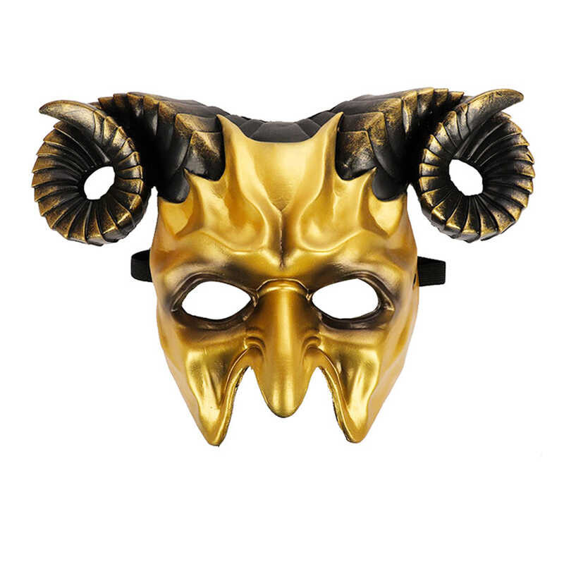 HL Half Mask ng Halloween, Scary Ram Sheep Horn Monster Devil ...