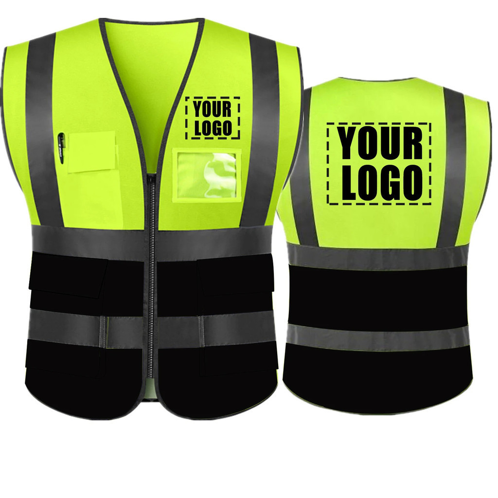 Reflective Safety Vest Custom LOGO TEXT High Visibility Work Vest ...