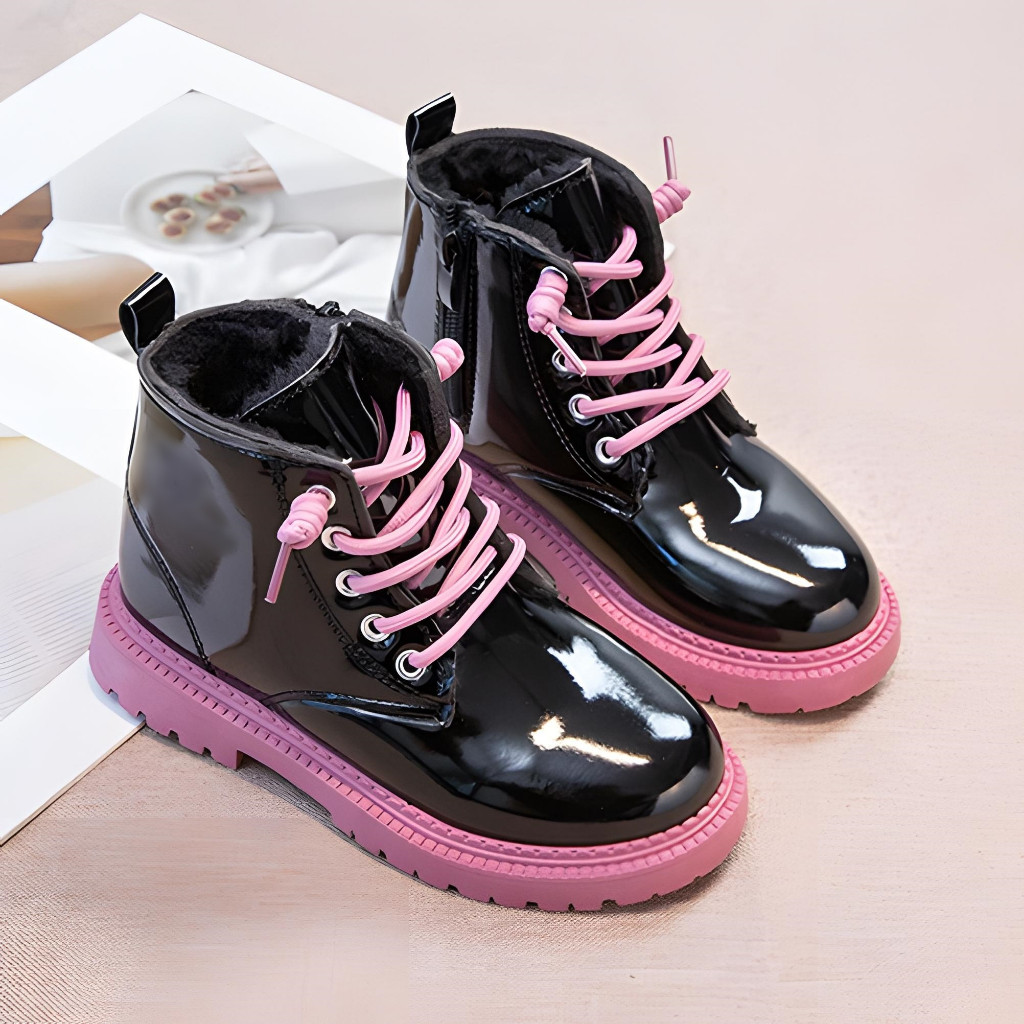 2024New Kids Black Martin Boots for kids girls School Patent Leather ...