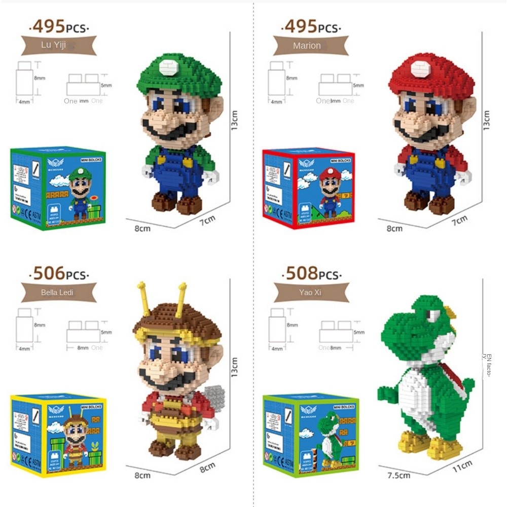 Bricks Super Mario Lucky Brothers Building Nano Educational Building ...