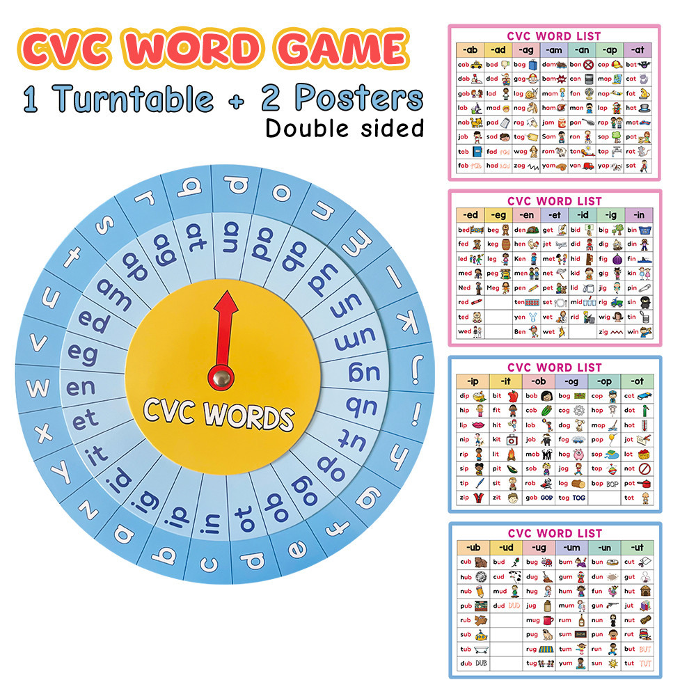 Phonics Puzzle Games, CVC Word Games Turntable,Learn to Read Spelling ...