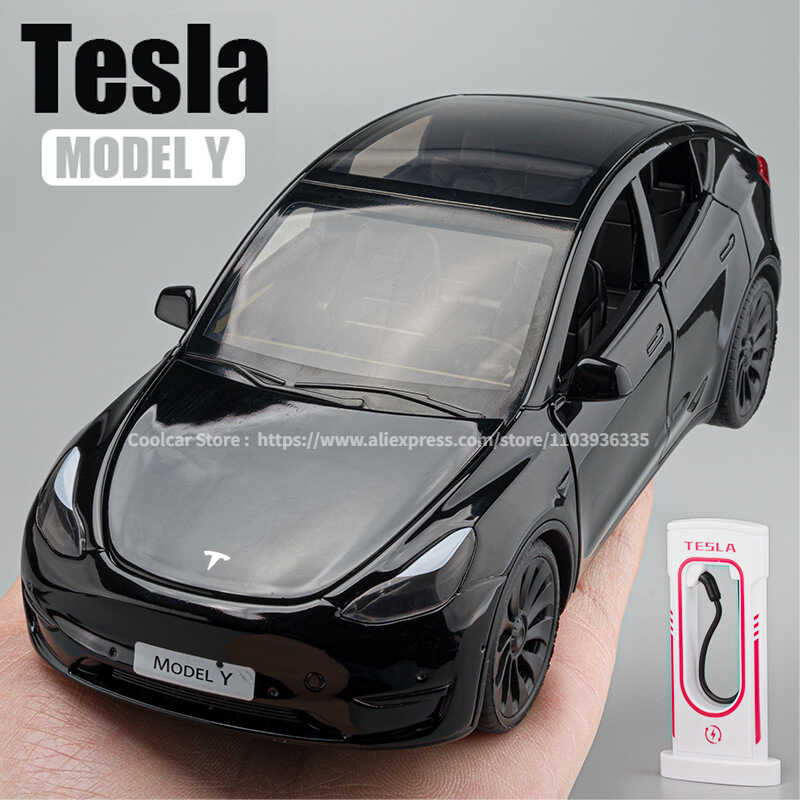 All 1:24 TESLA MODEL Y 3 With Charging Pile Alloy Diecast Metal Model ...