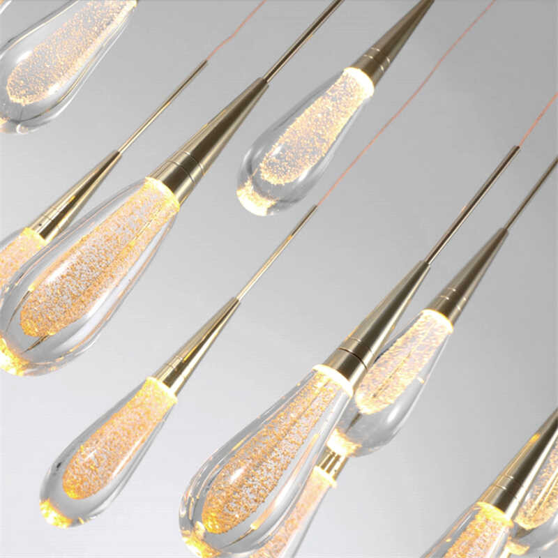 LED Water Modern Drop Lights Gold Kitchen Hotel Hall Light Hanging ...