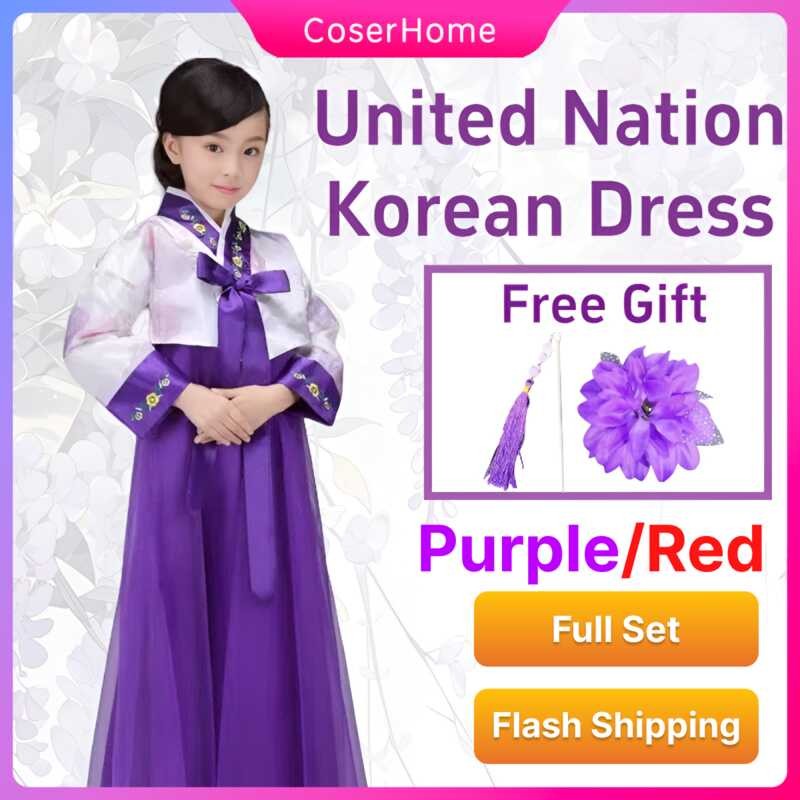 & Full Set Korean Traditional Hanbok Costume For Kids Girl United Nations Costume Halloween ...