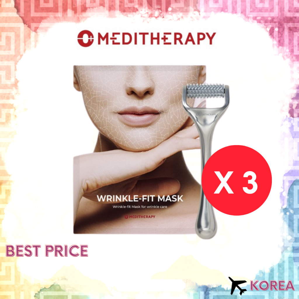 [MEDITHERAPY] Wrinkle Fit Mask 3 boxes + 1 facial massage roller set ...